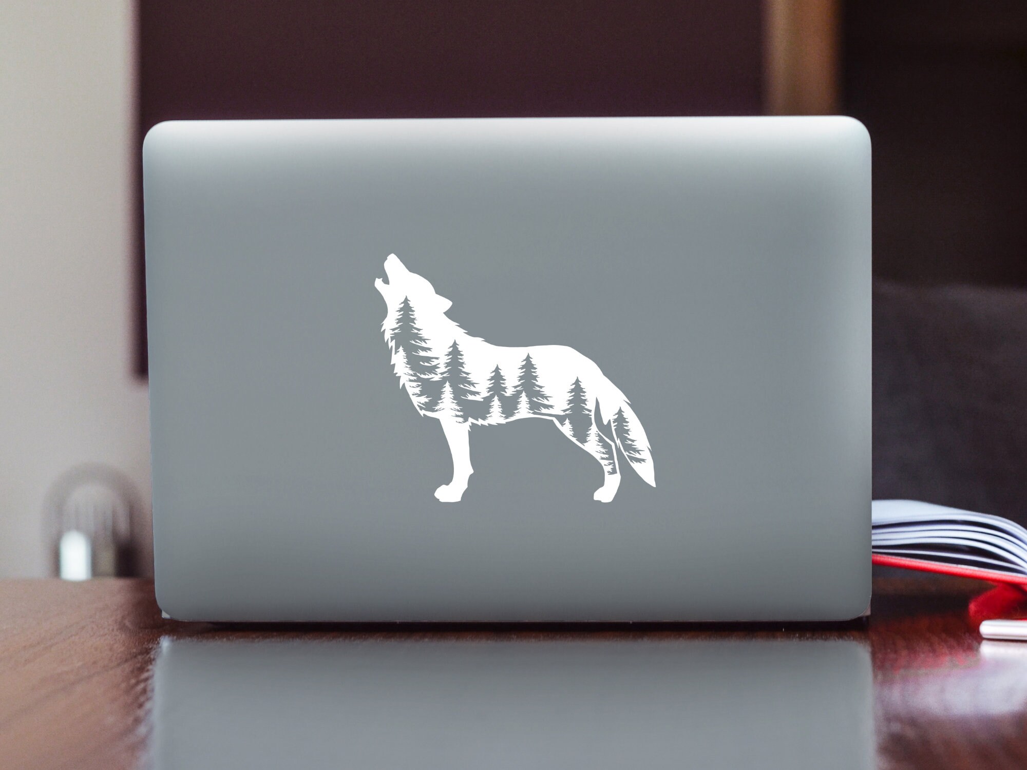 Howling Wolf With Trees Decal Car Decal Howling Wolf - Etsy