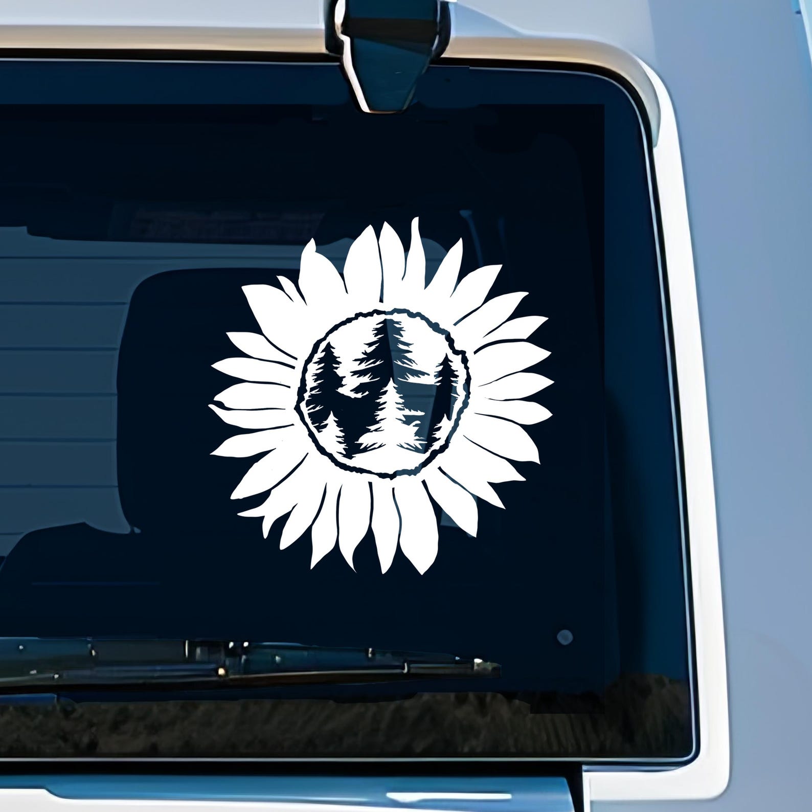 Sunflower With Trees Decal Car Decal Sun Flower Sticker Durable ...