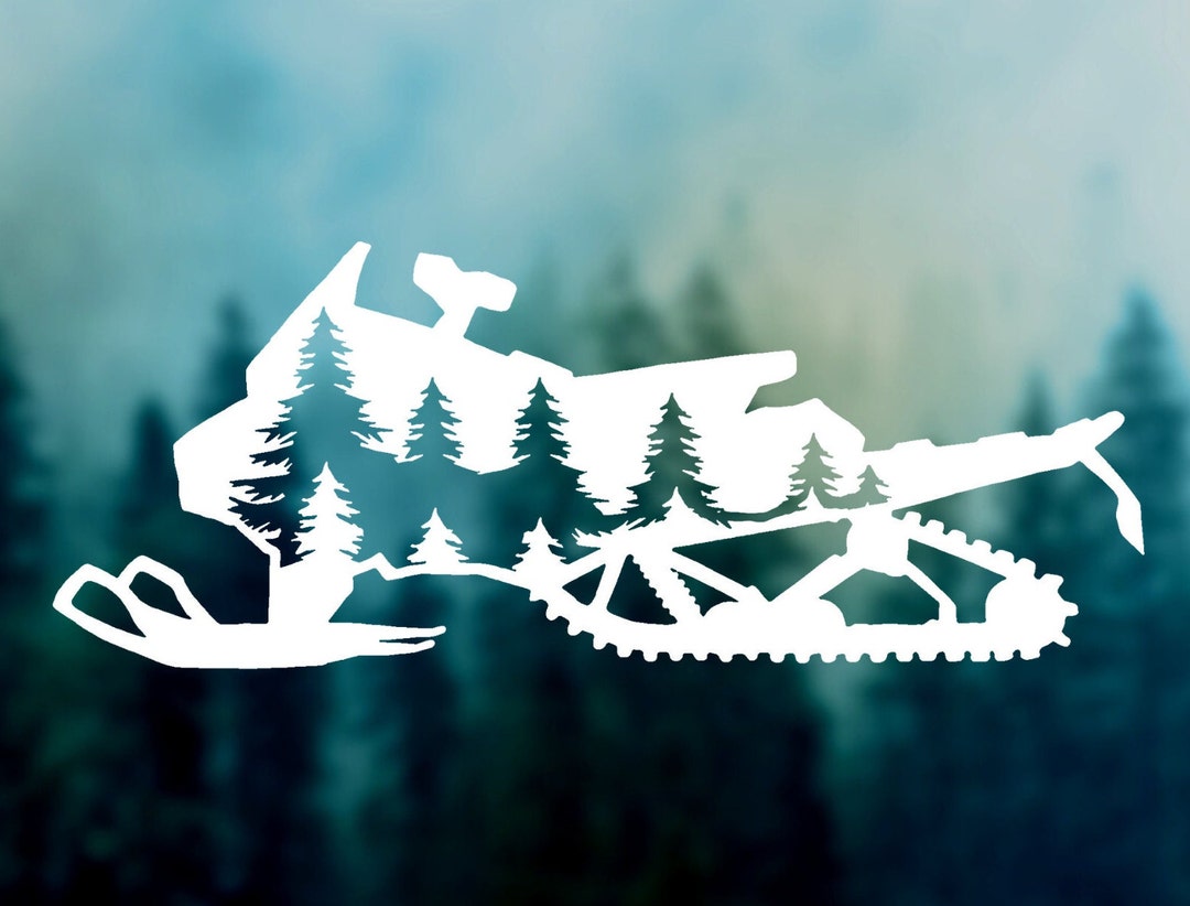 Snowmobile With Trees Decal | Car Decal, Ski Doo Skidoo Sticker ...
