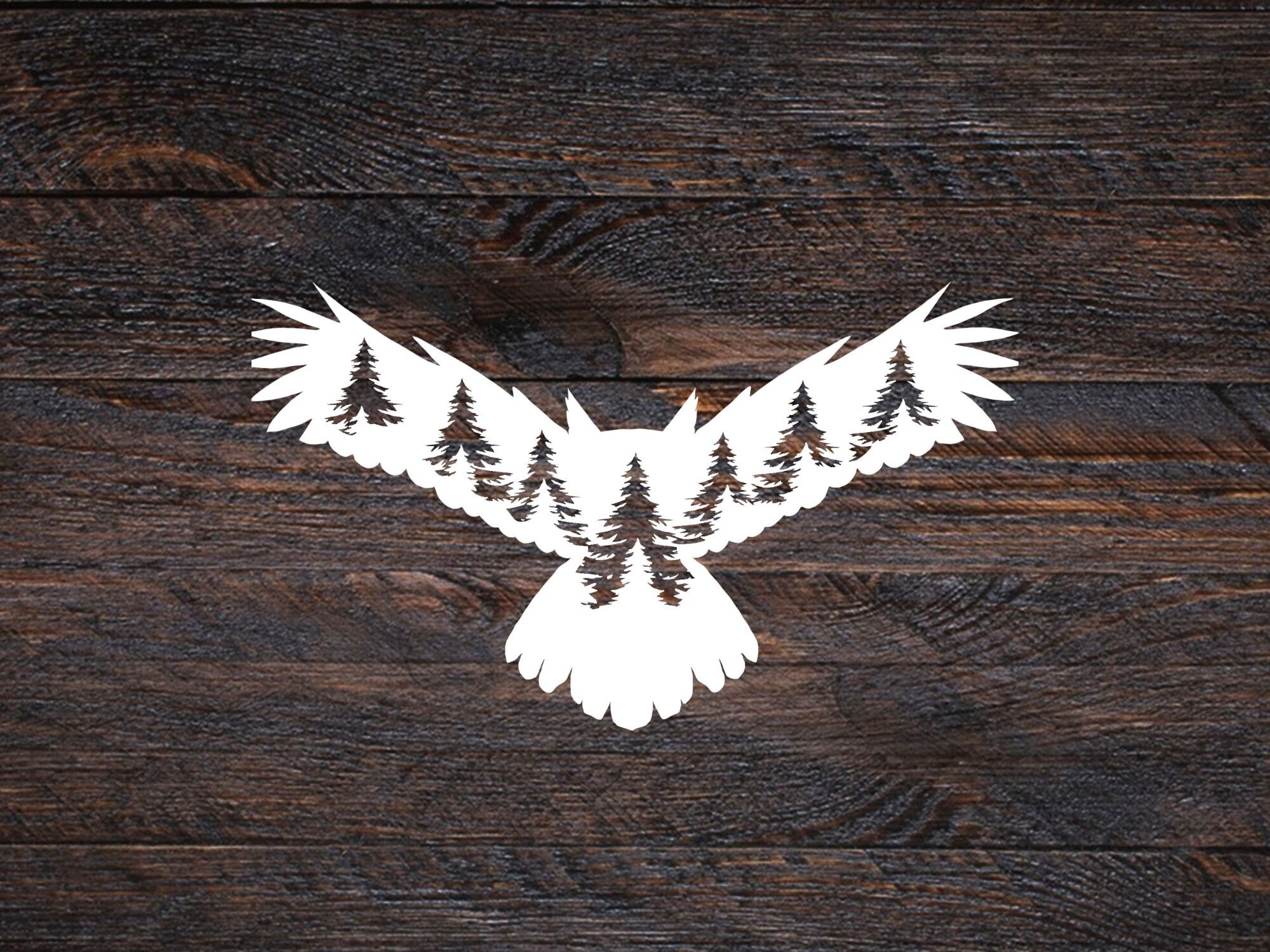 Flying Owl With Trees Decal Car Decal Great Horned Owl - Etsy