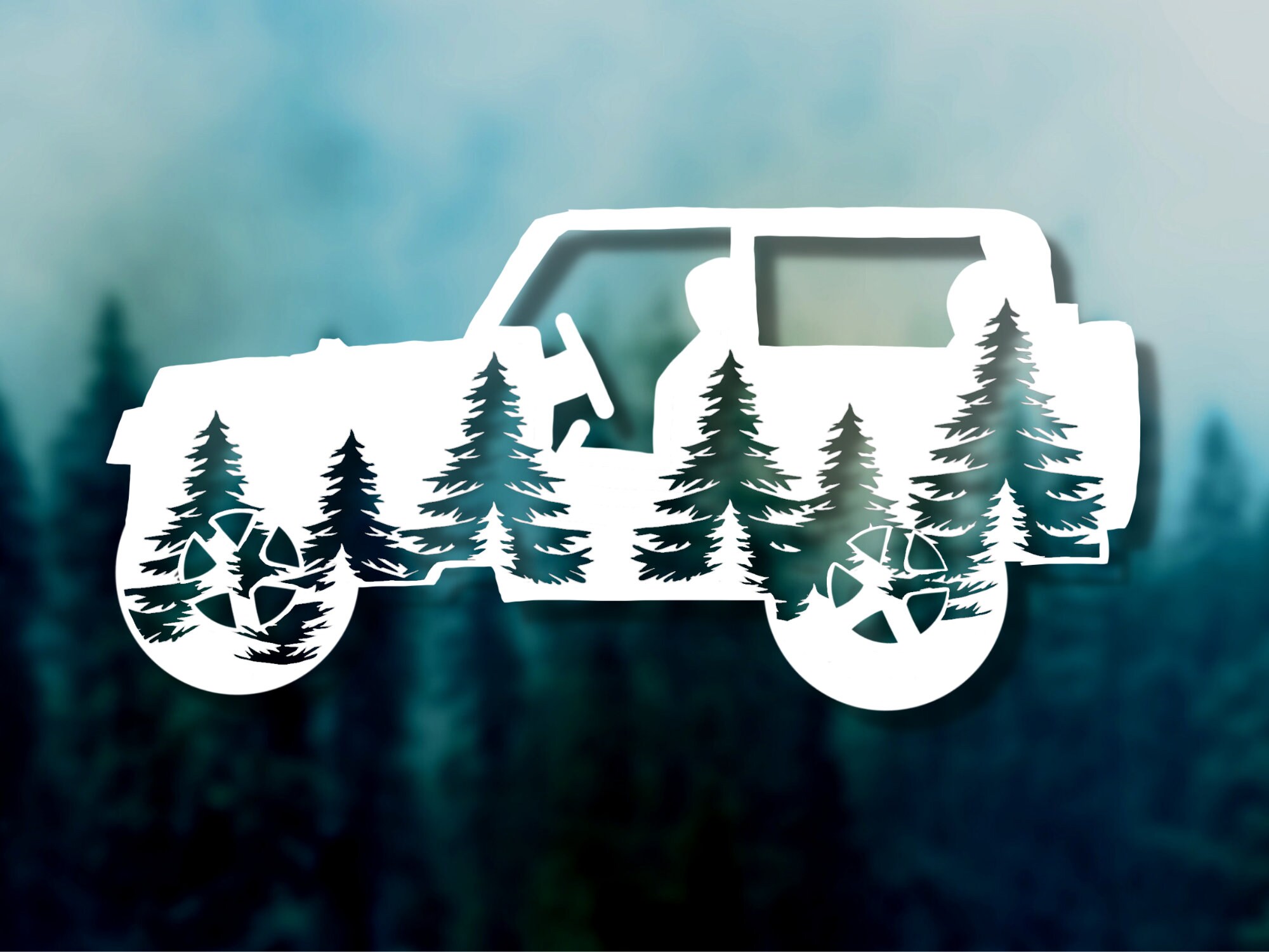 Off-road Vehicle With Trees Decal Car Decal 4x4 Nature - Etsy