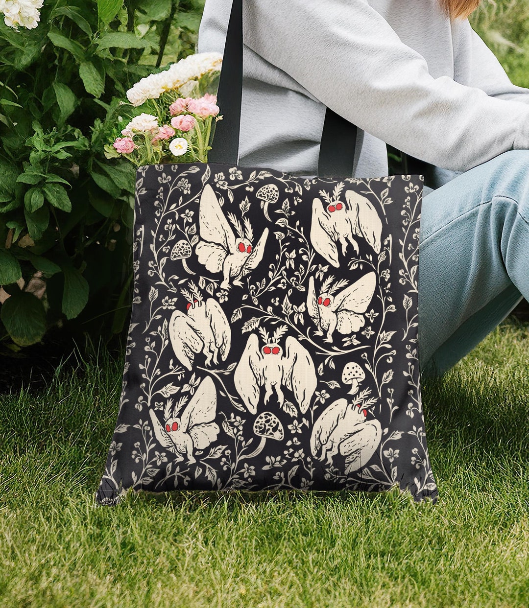 Mothman Tote Bag Cryptid Tote Bag Gift for Cryptid Lover Gift for ...