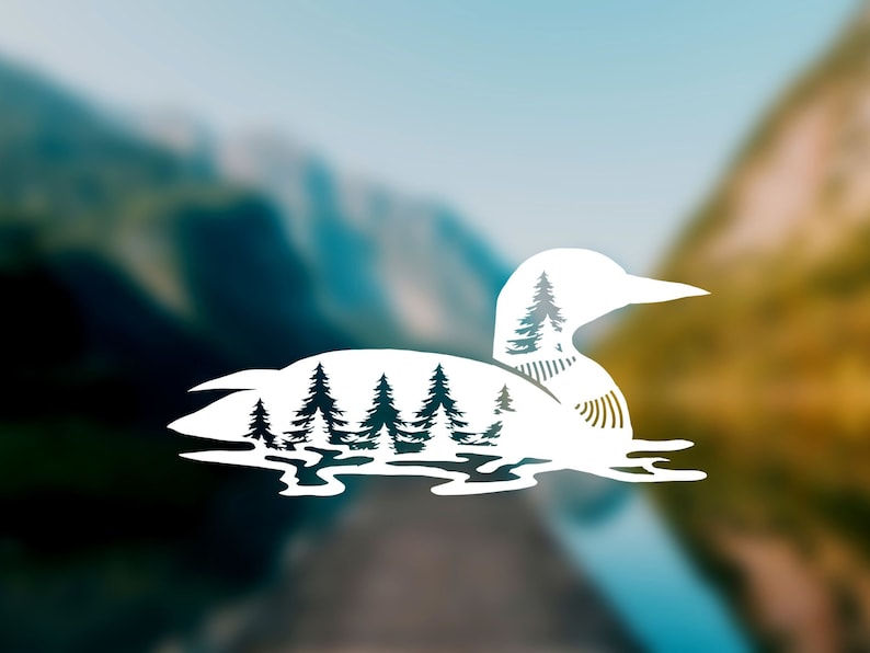 Loon With Trees Decal Car Decal Loon on a Lake Sticker - Etsy