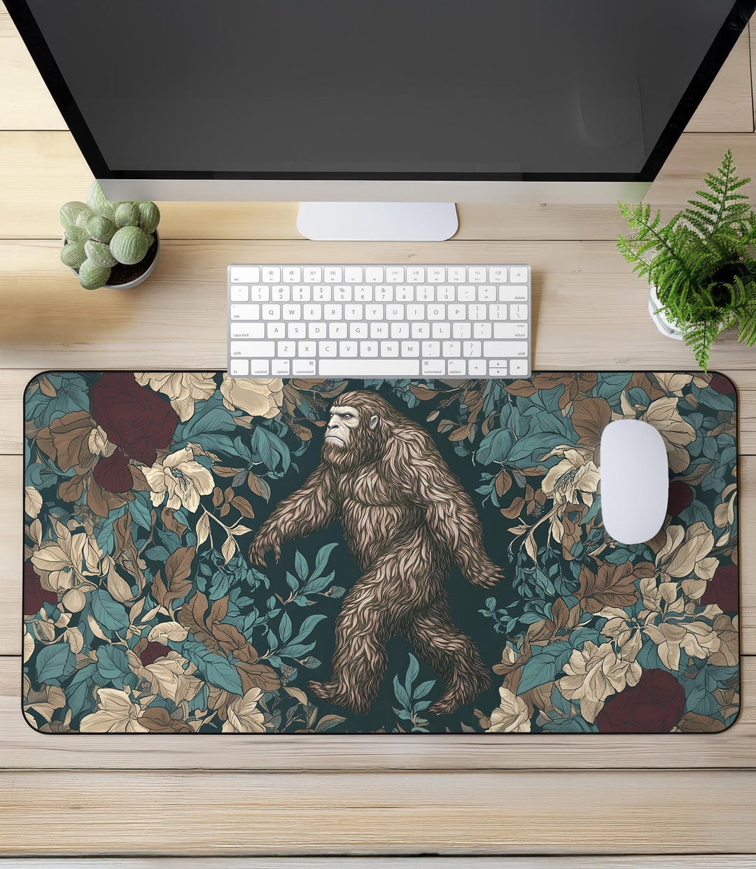 Bigfoot Desk Mat Gift for Cryptid Lover Gaming Mouse Pad Large Desk Mat ...