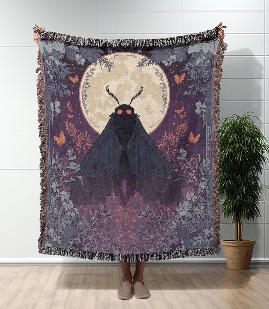 Mothman Woven Blanket Cryptid Throw Blanket Gift for Mothman Lover ...