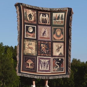 Cryptid Woven Blanket Cryptid Gift Throw Blanket Cottagecore Jackalope ...