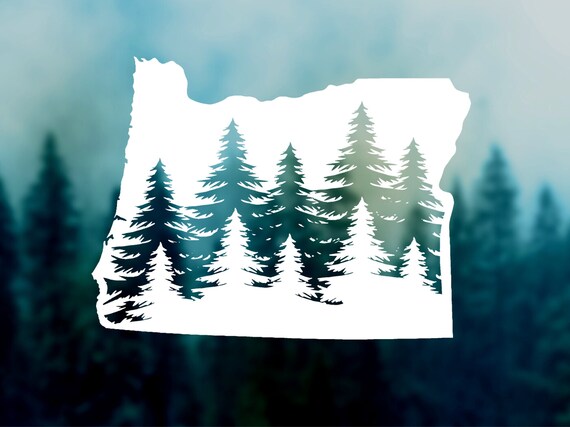 OREGON State With Trees Decal Car Decal United States - Etsy