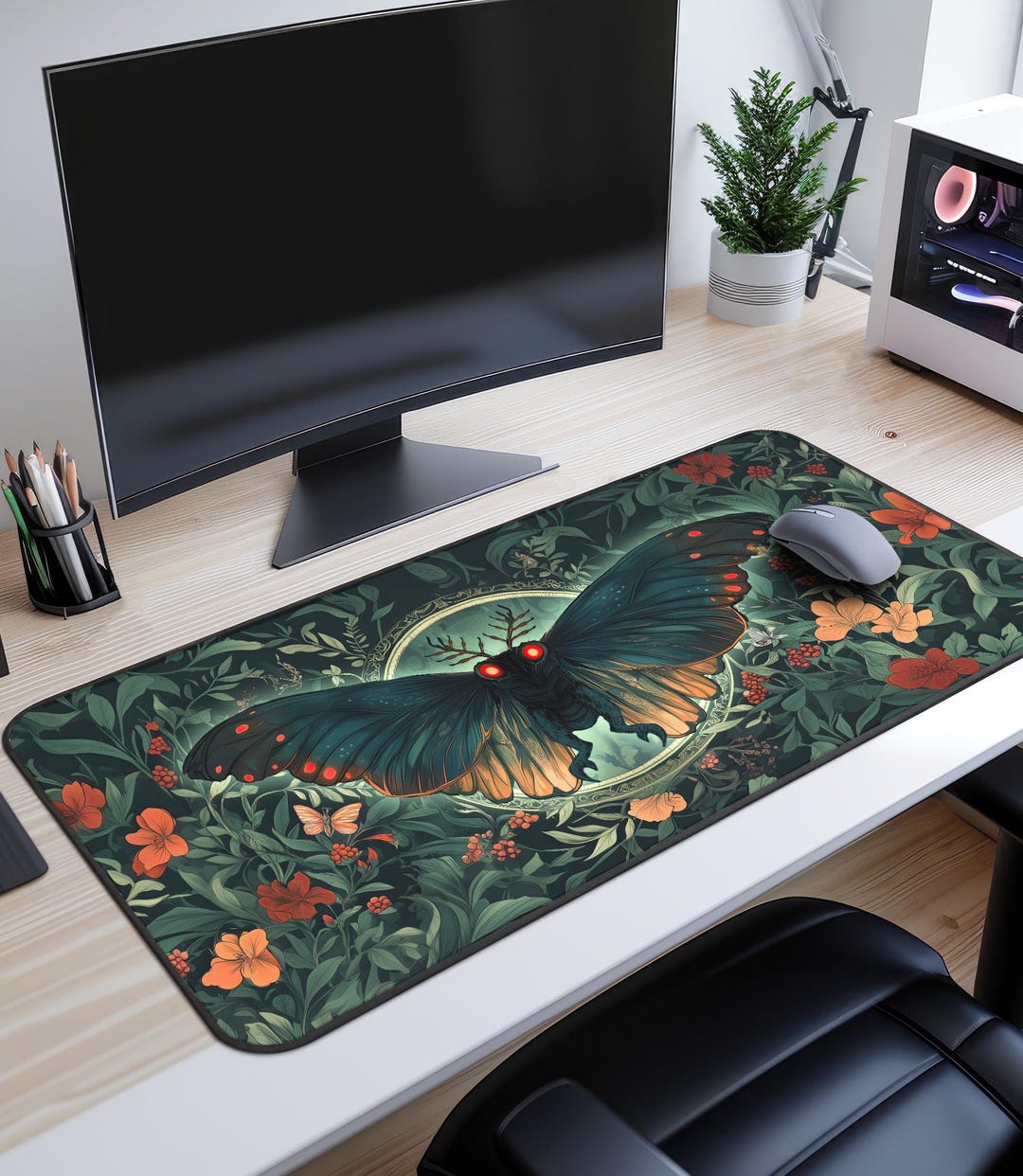 Mothman Desk Mat Gift for Cryptid Lover Gaming Mouse Pad Large Desk Mat ...
