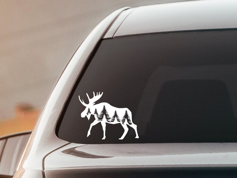 Moose With Trees Decal Car Decal Moose Stag Sticker - Etsy