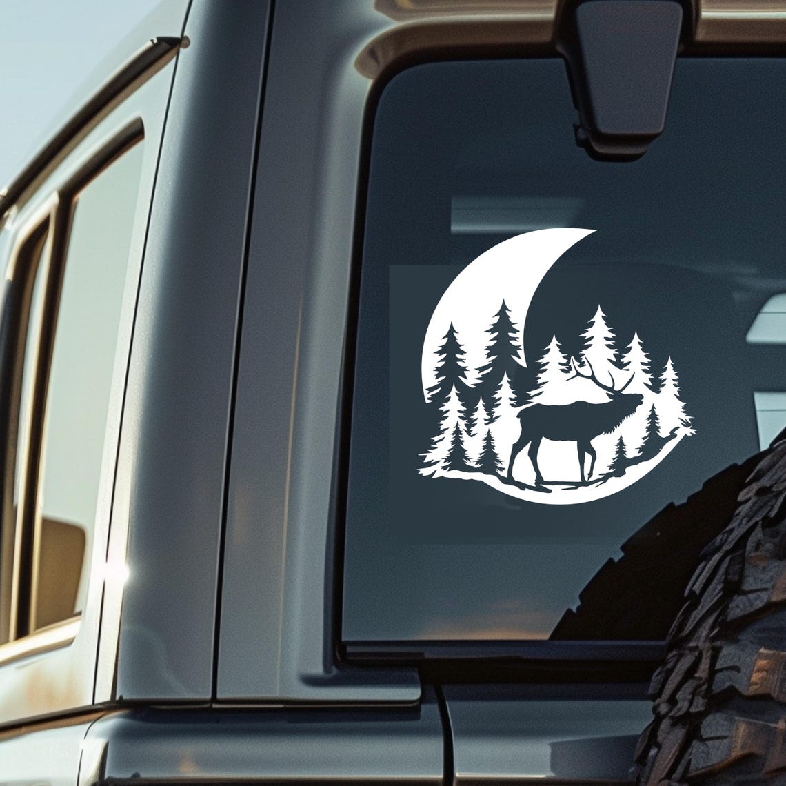 Elk With Moon Decal Elk Stickers, Moon Stickers Nature Car Decal Bumper ...