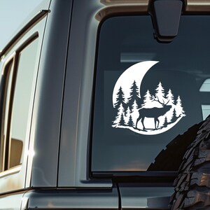 Elk With Moon Decal Elk Stickers, Moon Stickers Nature Car Decal Bumper ...