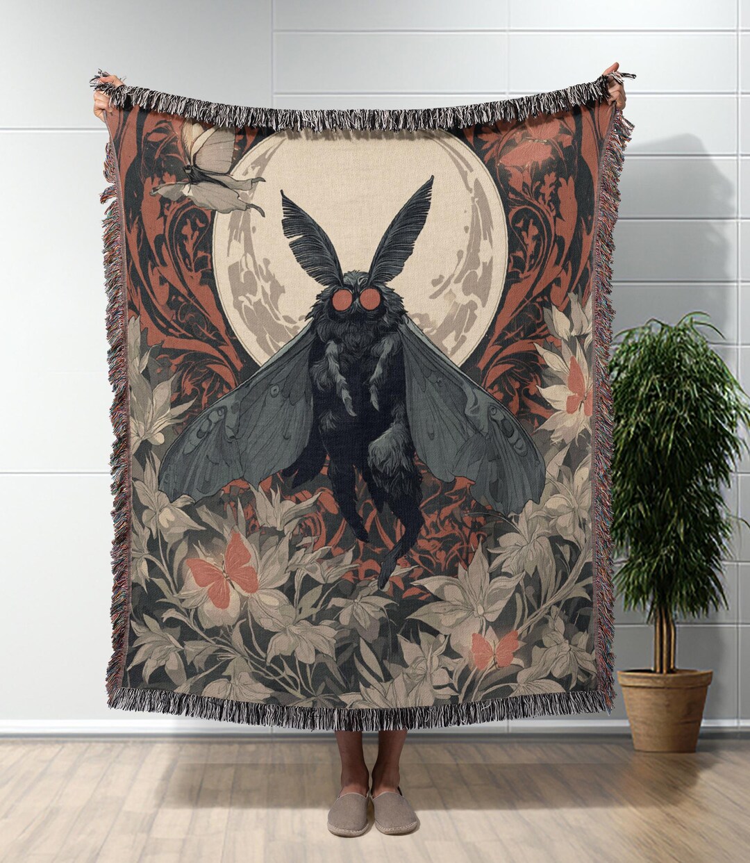 Mothman Cryptid Blanket Woven Throw Blanket Gift for Mothman Lover ...