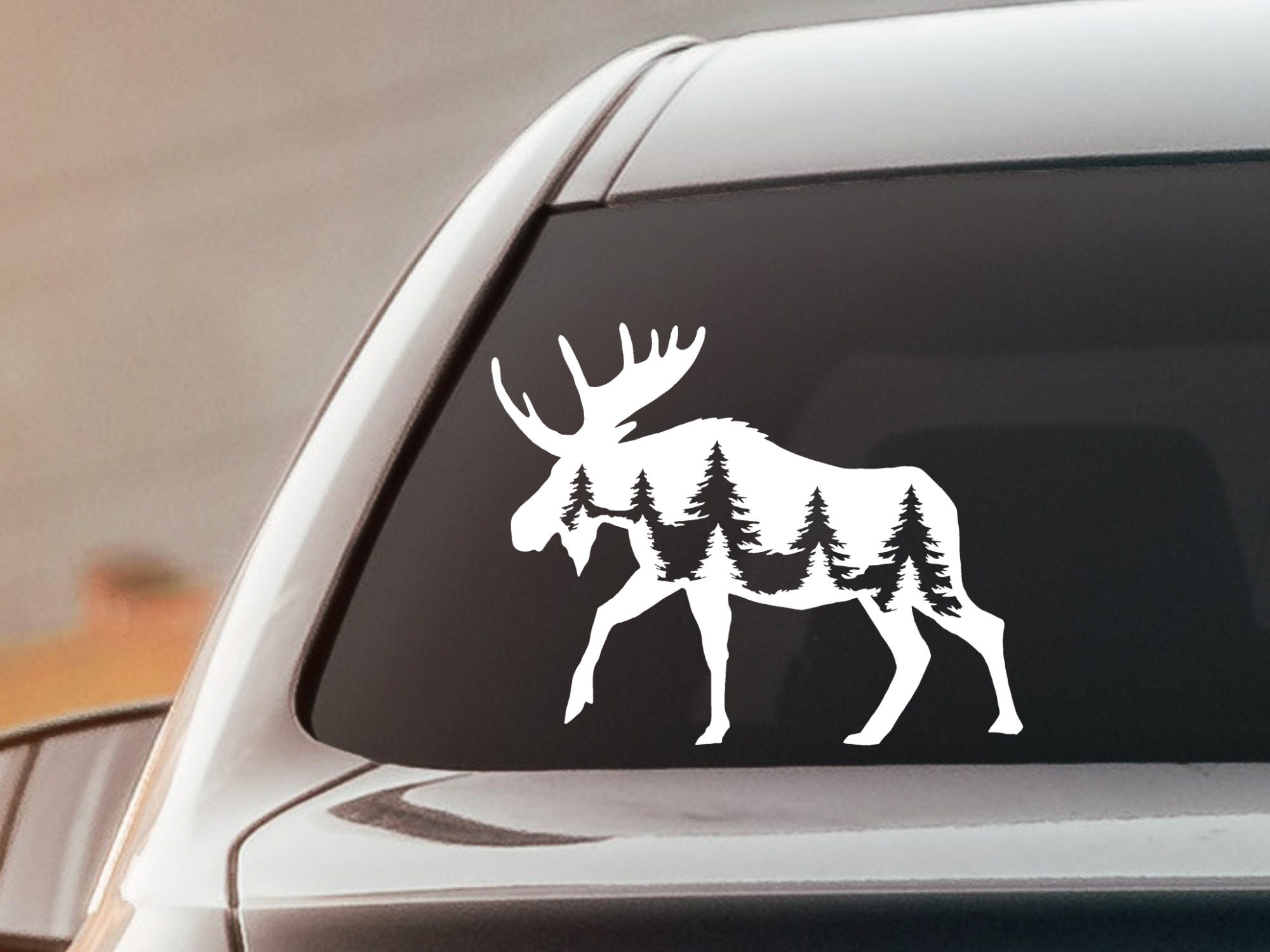 Moose With Trees Decal | Car Decal, Moose Stag Sticker, Durable ...