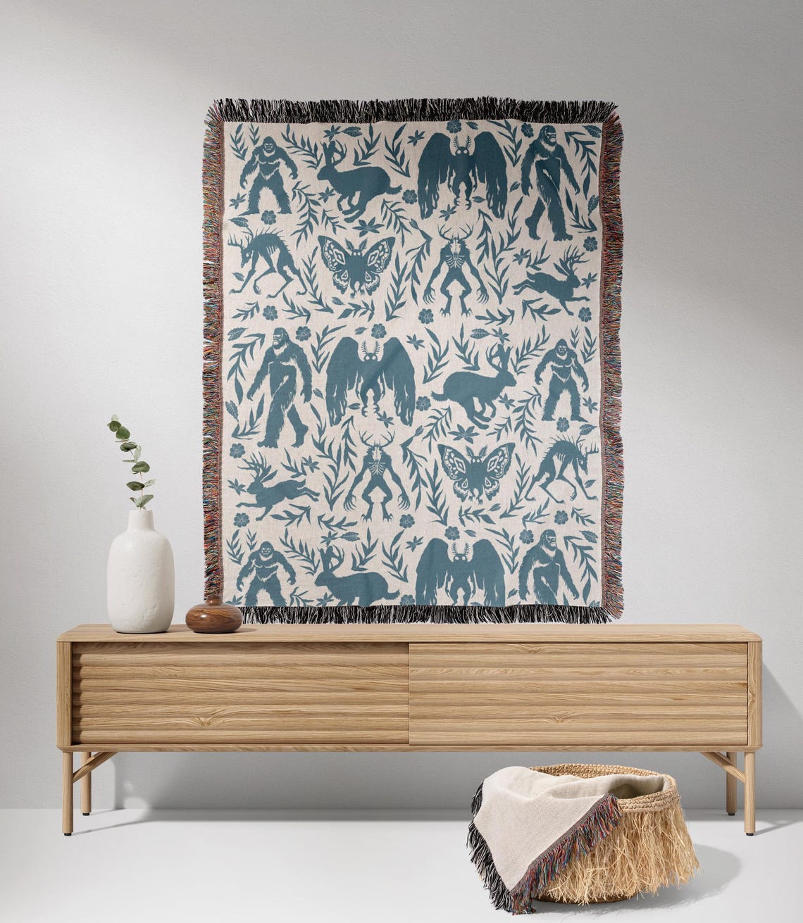 Cryptid Woven Blanket Cryptid Gift Throw Blanket Cottagecore Jackalope ...