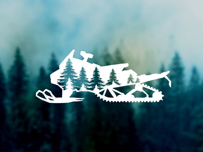 Snowmobile With Trees Decal Car Decal Ski Doo Skidoo - Etsy