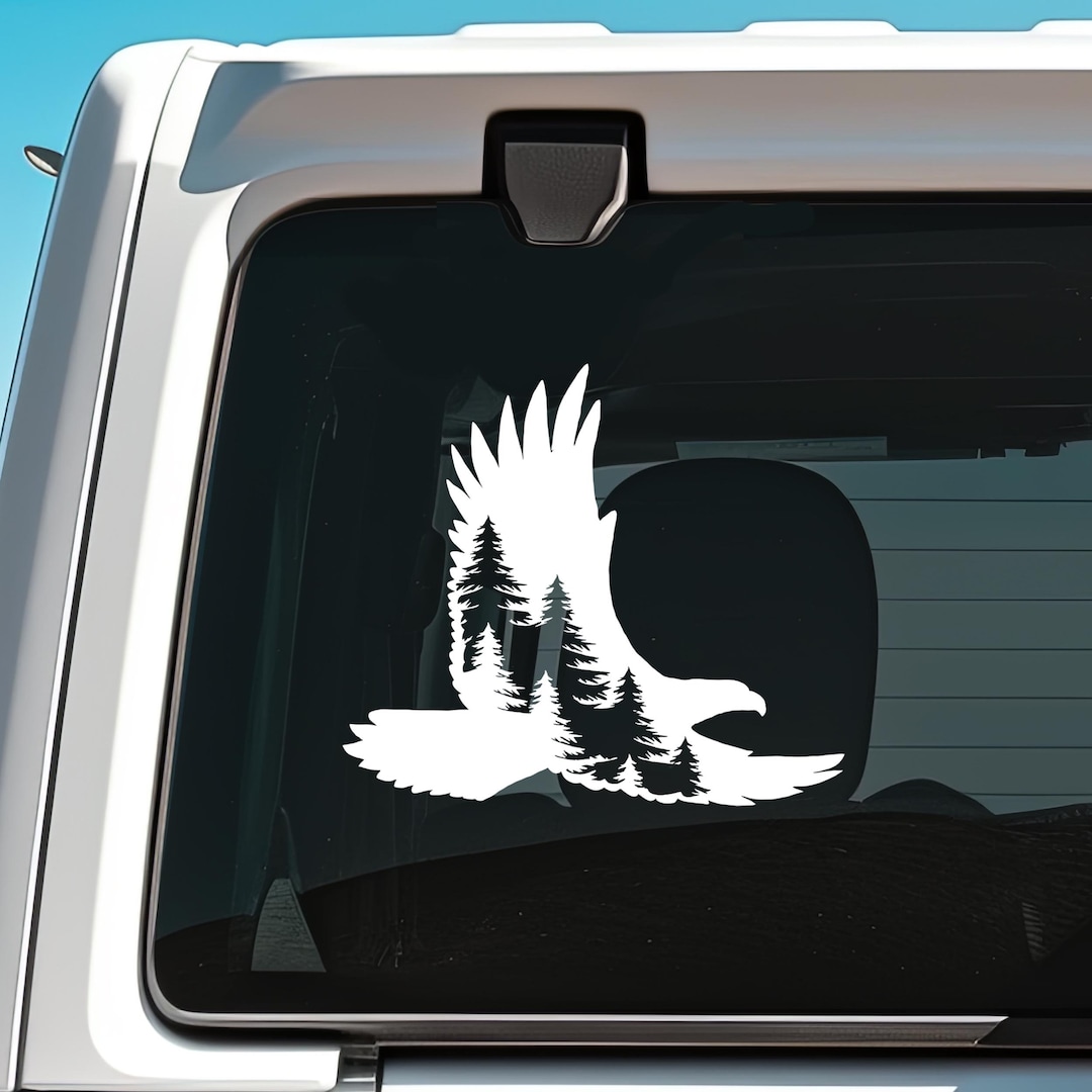 Eagle With Trees Decal Car Decal Bald Eagle Hawk Sticker Durable ...