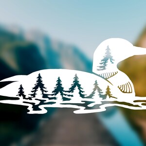 Loon With Trees Decal Car Decal, Loon on a Lake Sticker, Durable ...