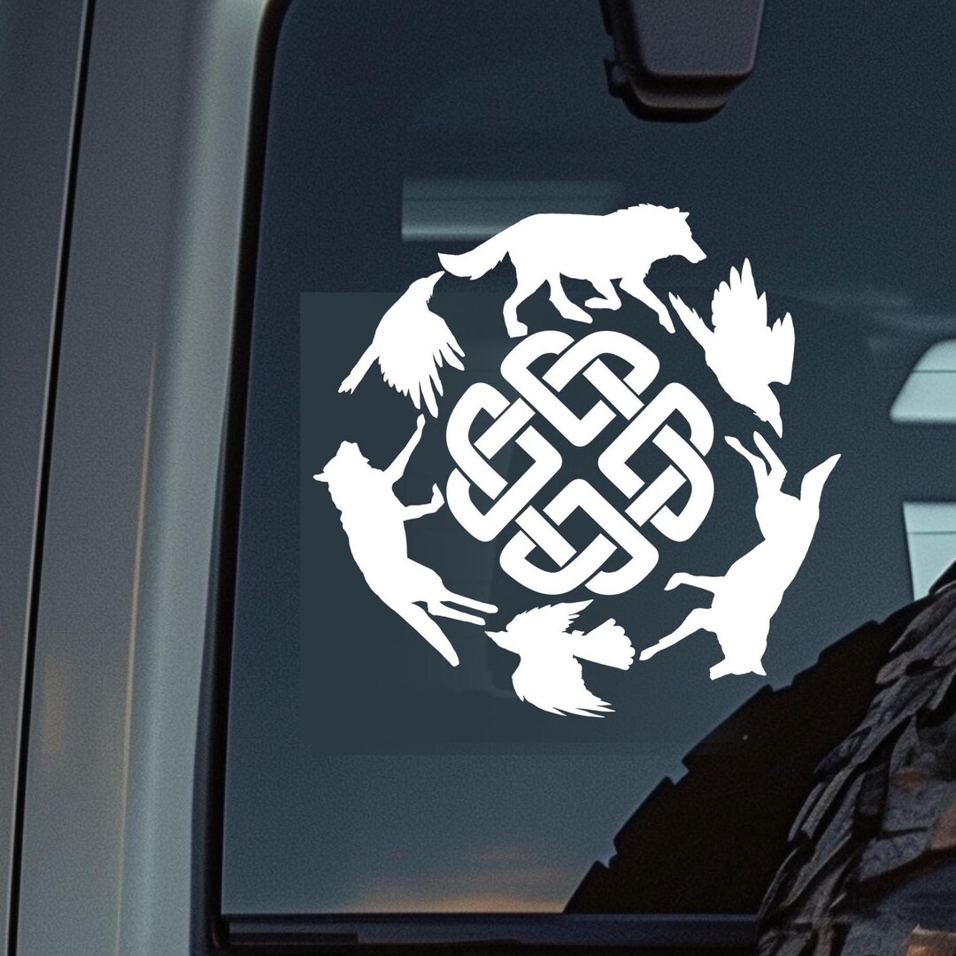 Viking Wolf and Raven Decal Celtic Knot Norse Style Car Window Sticker ...