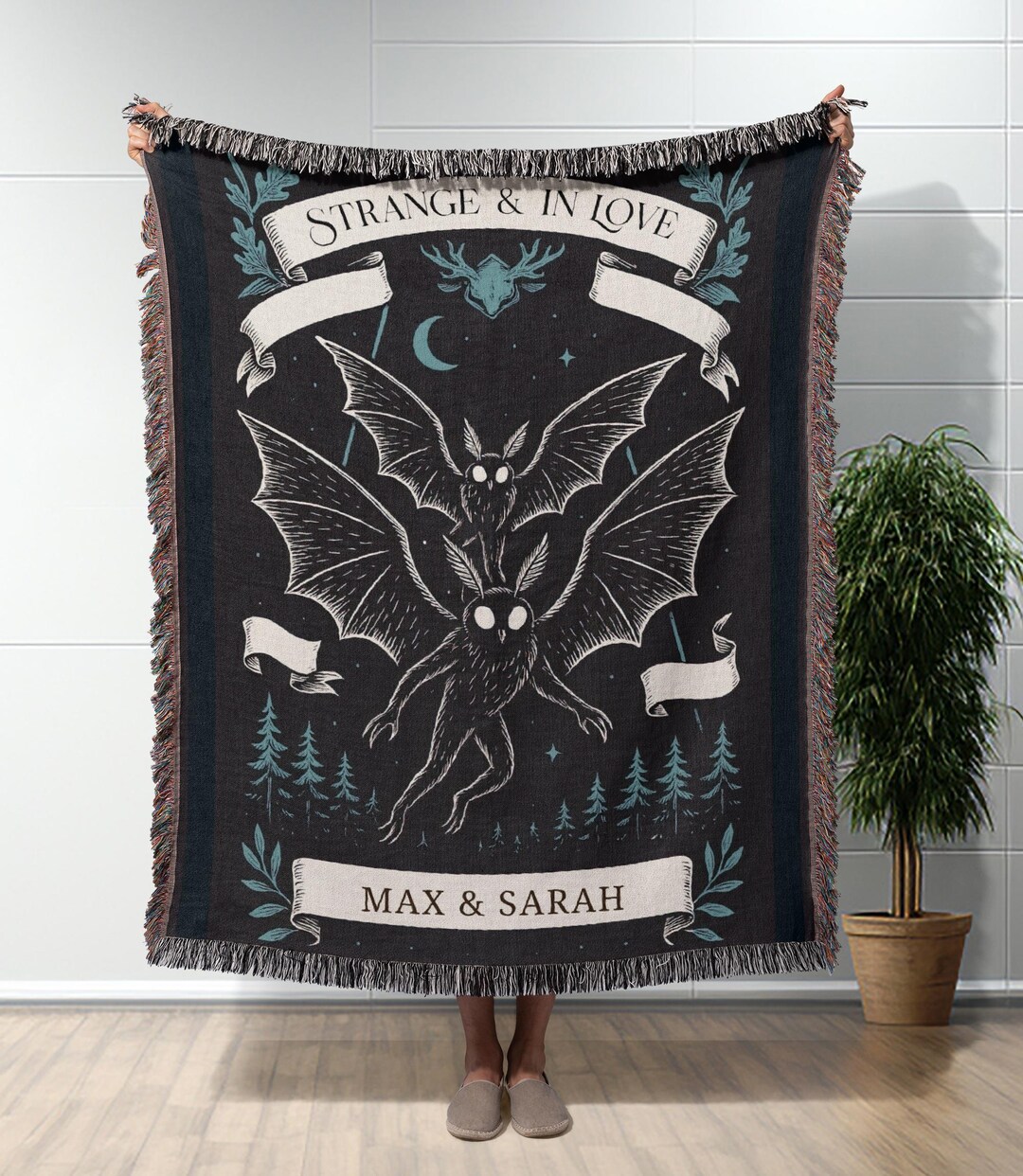 Mothman Blanket Couple Personalized Blanket Gift for Anniversary Gift ...