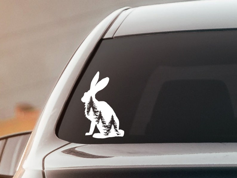 Jack Rabbit With Trees Decal Car Decal Rabbit Hare Sticker - Etsy