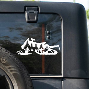 Snowmobile With Trees Decal | Car Decal, Ski Doo Skidoo Sticker ...