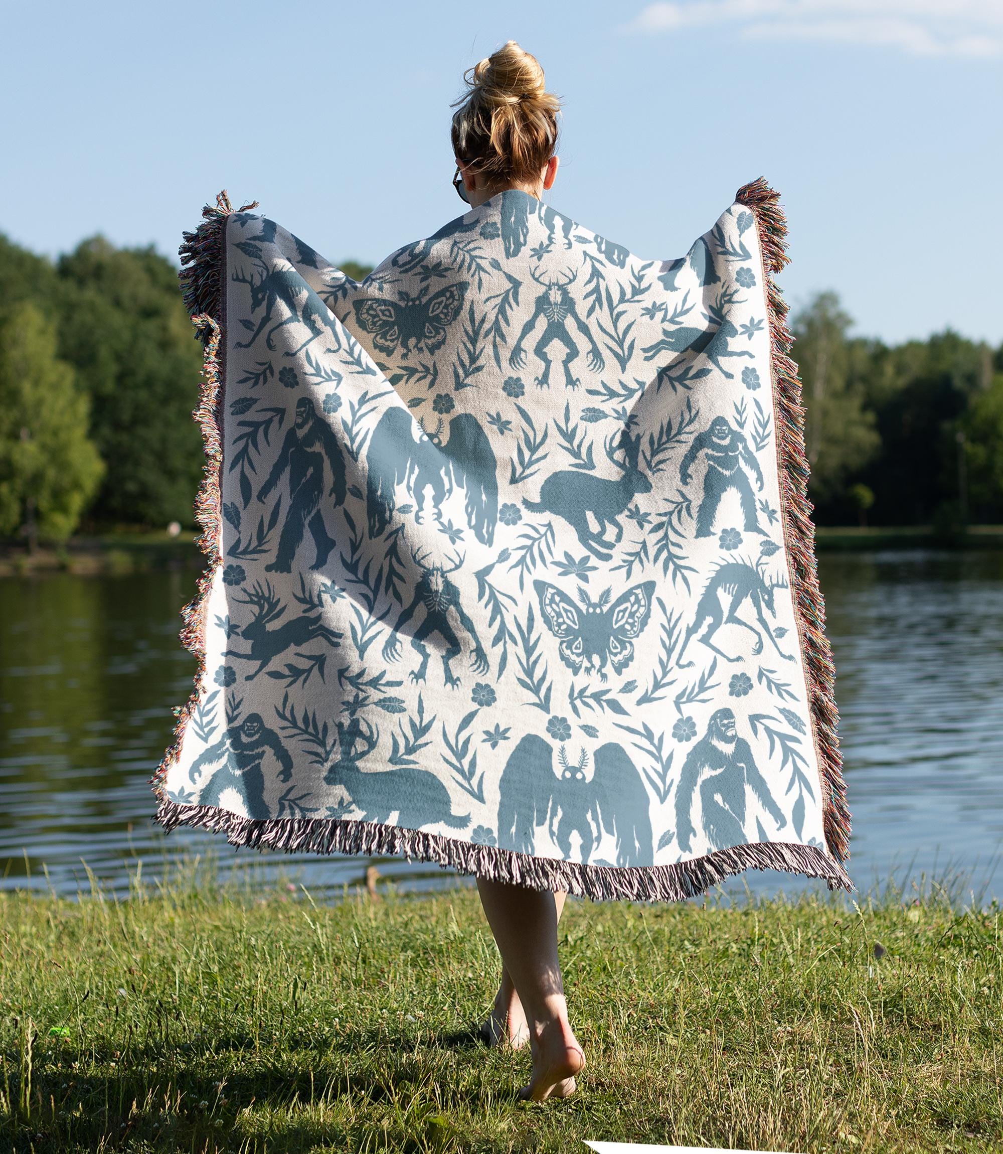 Cryptid Woven Blanket Cryptid Gift Throw Blanket Cottagecore Jackalope ...