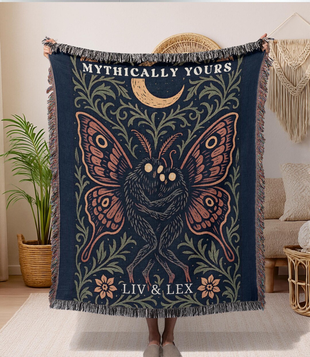Mothman Couple Personalized Blanket Gift for Anniversary Gift for ...