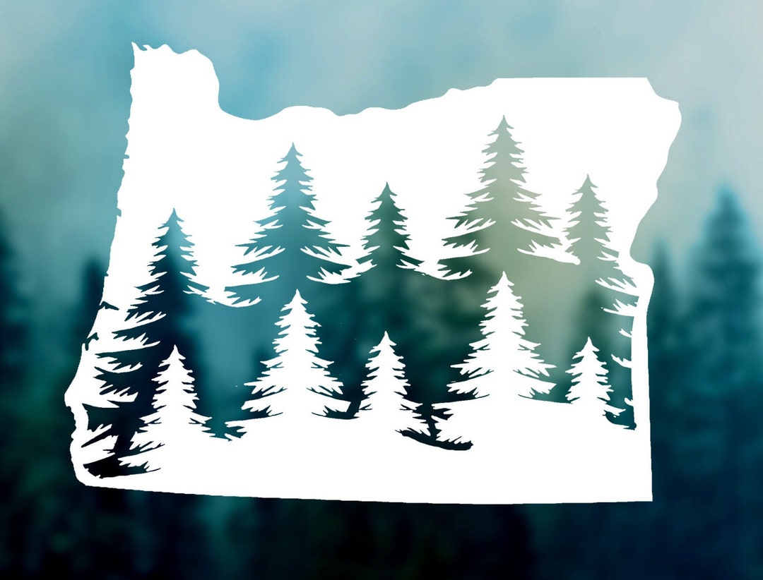 OREGON State With Trees Decal | Car Decal, United States Sticker ...