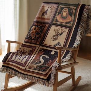 Cryptid Woven Blanket Cryptid Gift Throw Blanket Cottagecore Jackalope ...