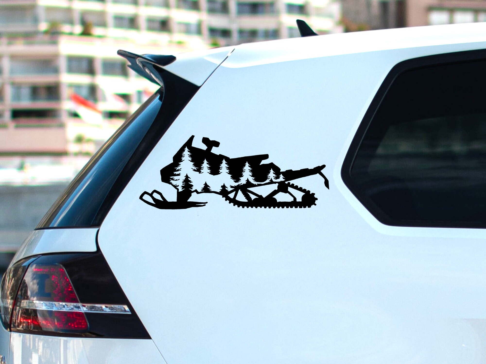 Snowmobile With Trees Decal | Car Decal, Ski Doo Skidoo Sticker ...