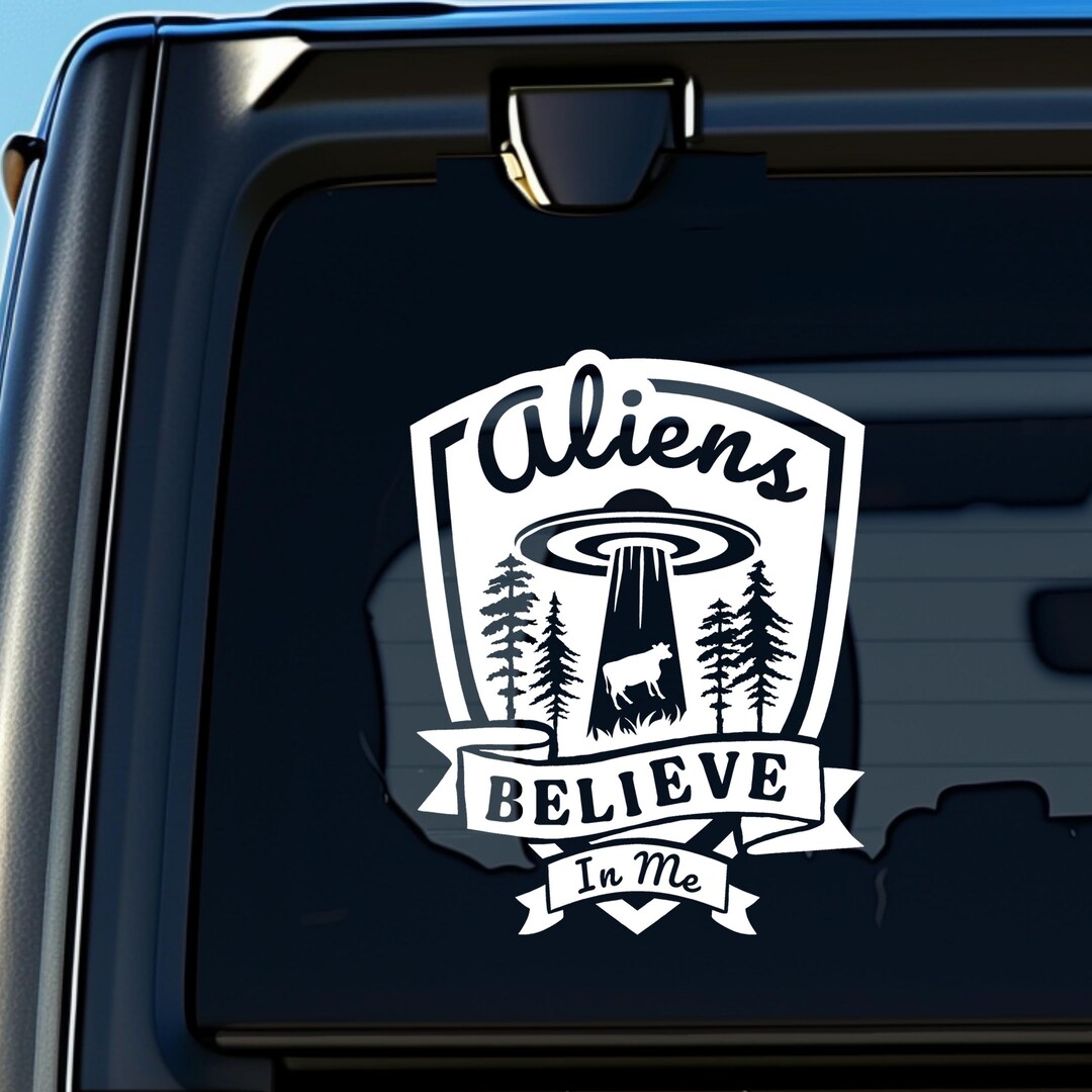 Alien Decal Car Decal Cryptid Alien UFO Sticker Durable Waterproof ...