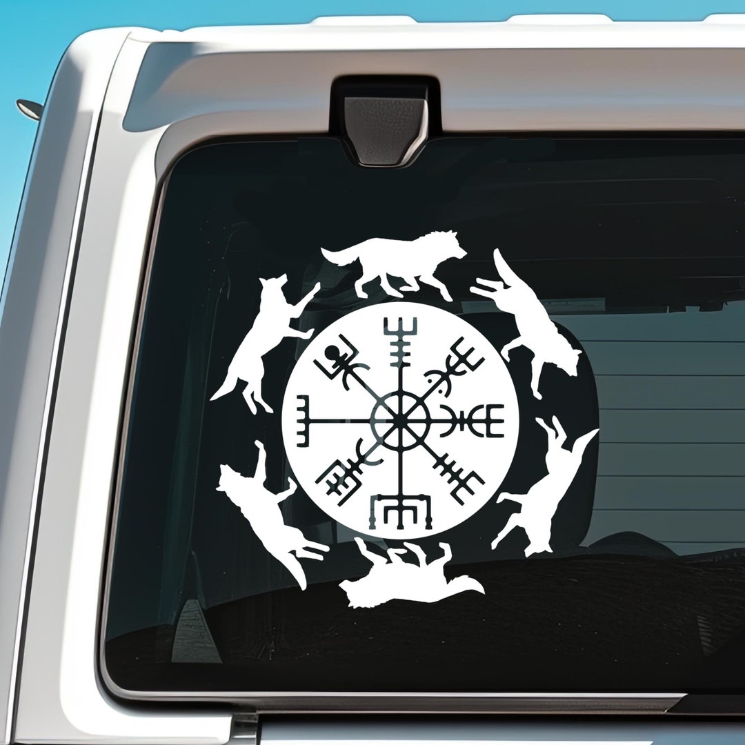 Viking Wolf Decal Norse Vegvisir Compass Celtic Knot Car Window Sticker ...