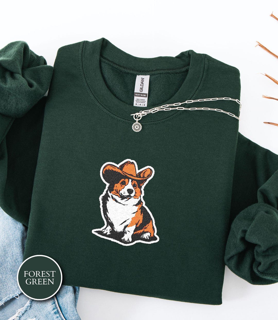 Embroidered Western Corgi Sweater Gift for Corgi Lover Gift for Dog ...
