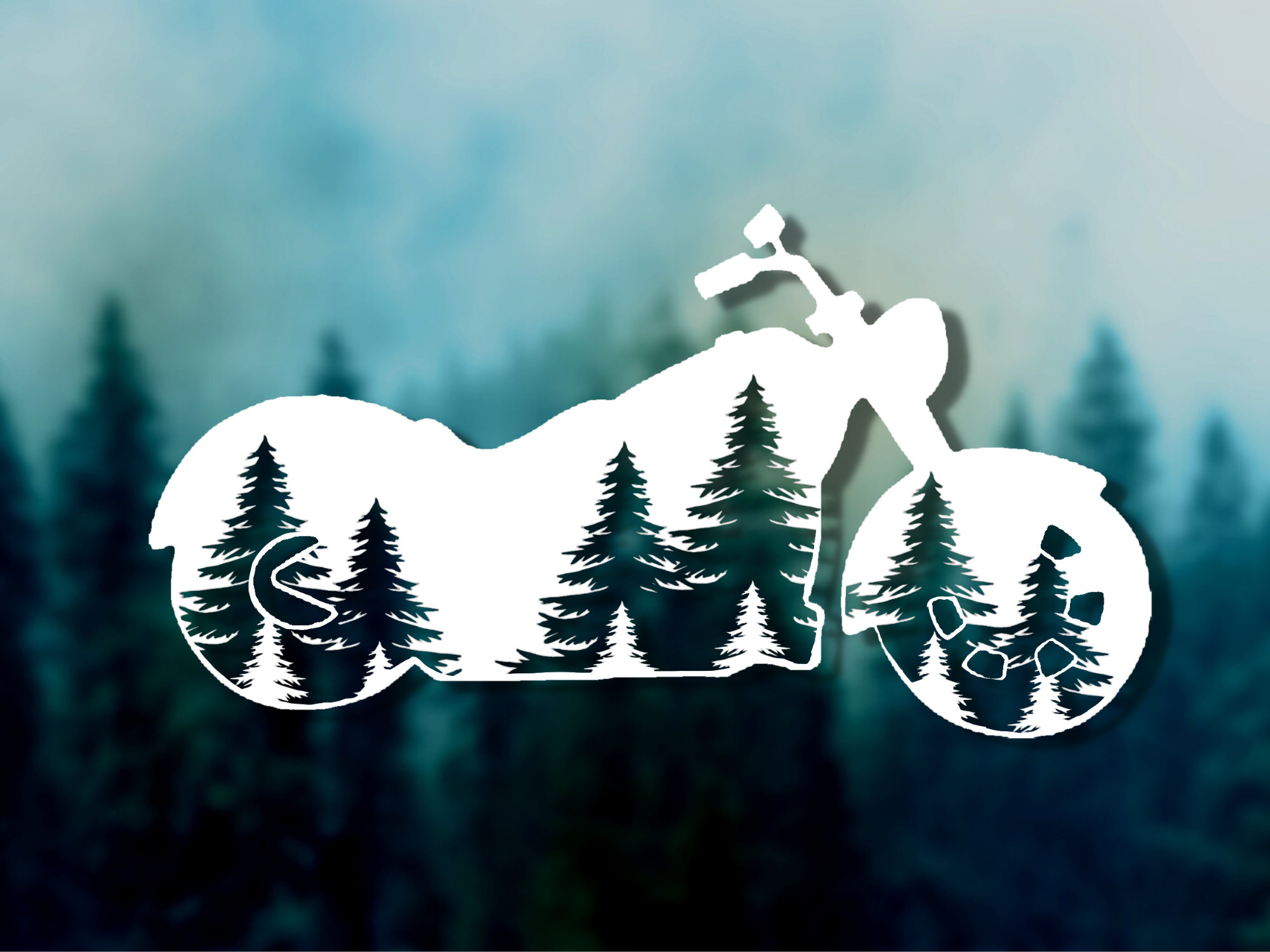 Motorcycle With Trees Decal Car Decal Motorbike Sticker - Etsy