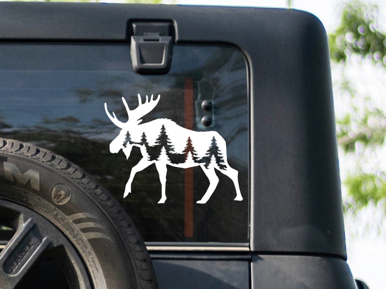 Moose With Trees Decal | Car Decal, Moose Stag Sticker, Durable ...