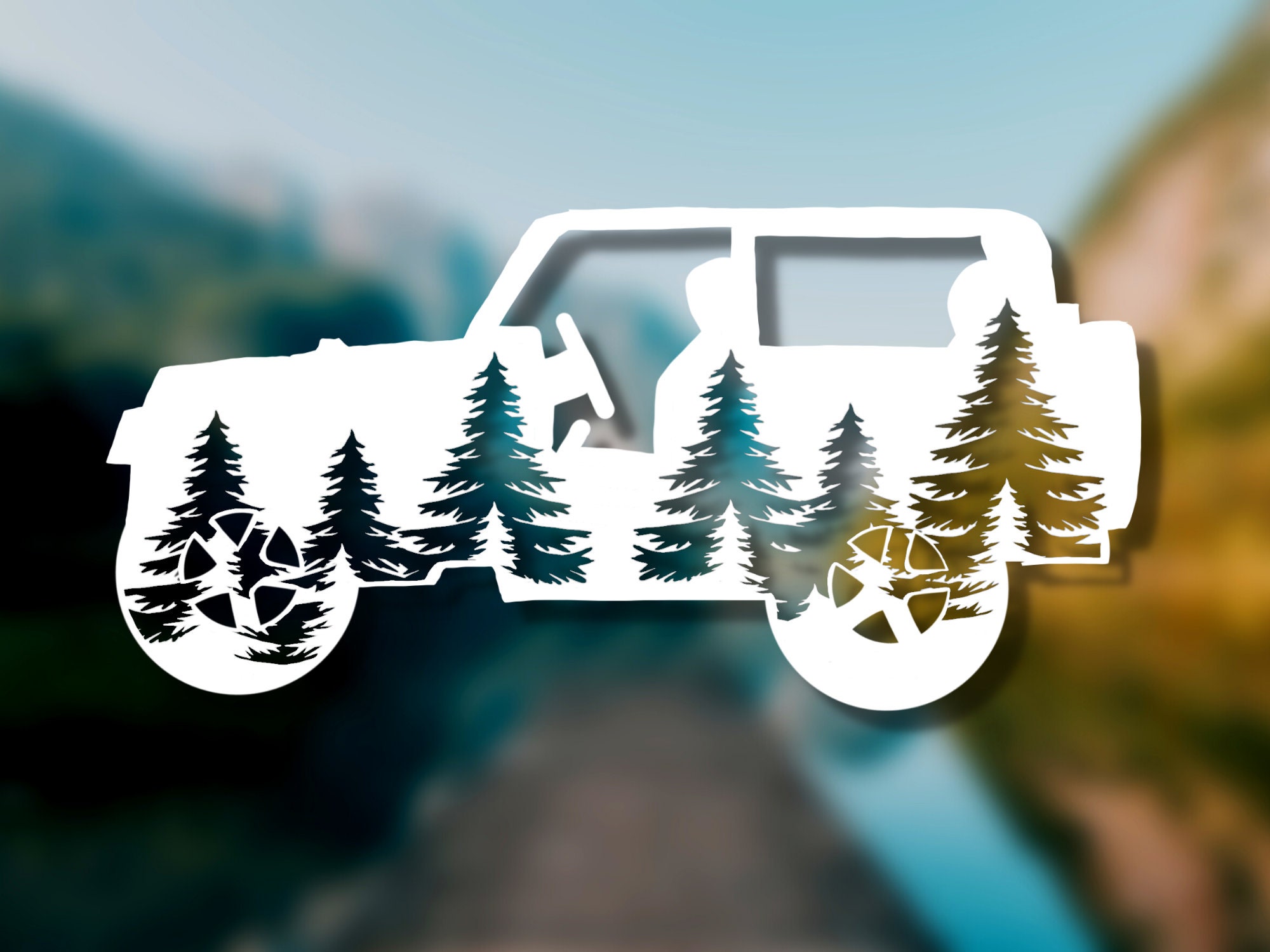 Off-road Vehicle With Trees Decal Car Decal 4x4 Nature - Etsy