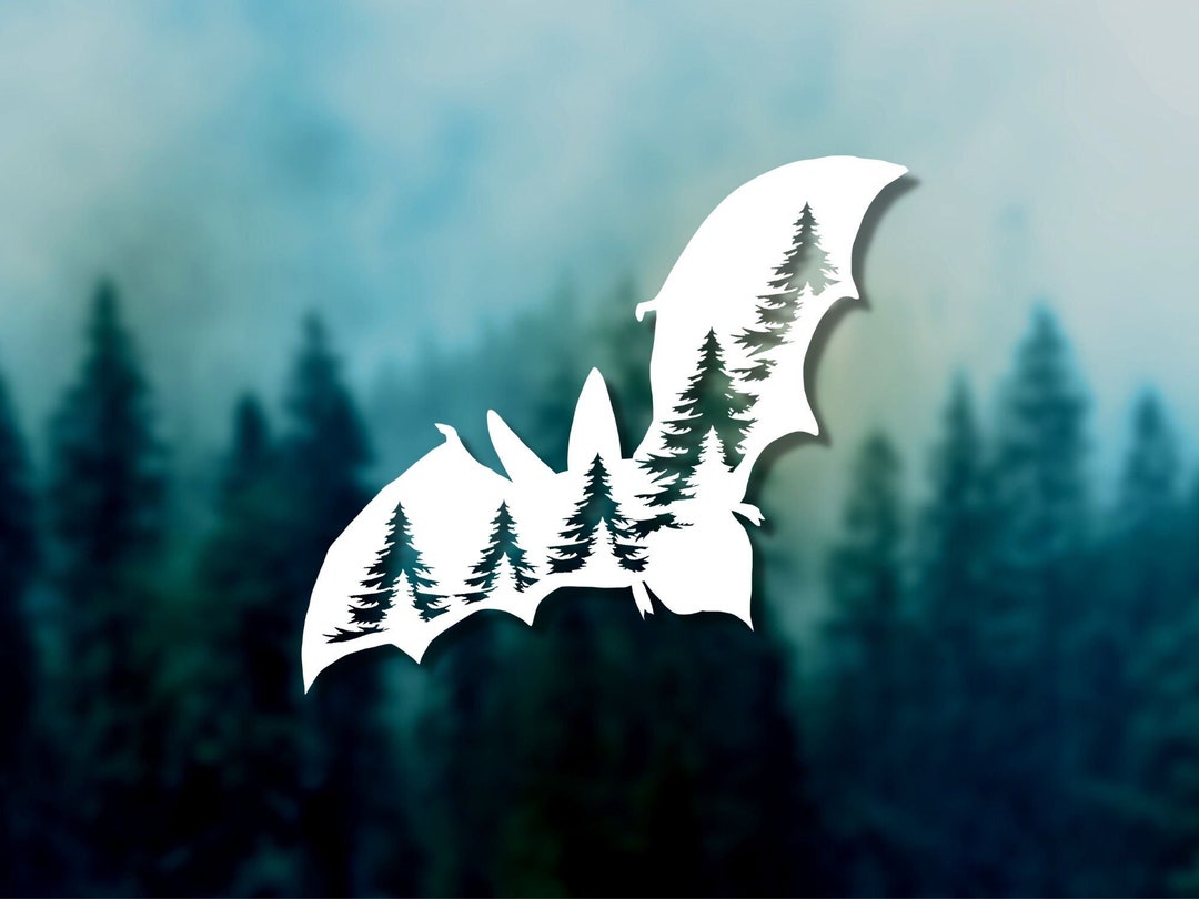 Halloween Decal Bat With Trees Decal | Car Decal, Flying Fox Bat ...