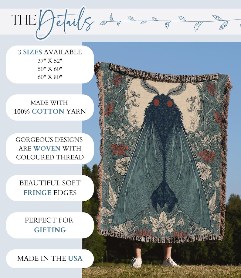 Mothman Blanket Gift Couple Gift for Anniversary Gift Mothman Tapestry ...