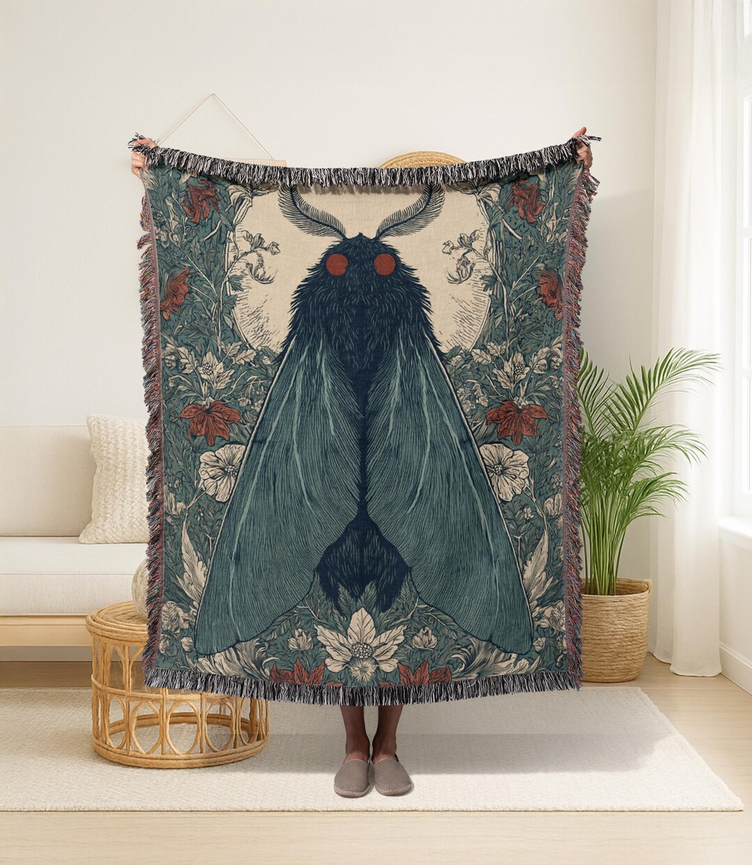 Mothman Blanket Gift Couple Gift for Anniversary Gift Mothman Tapestry ...