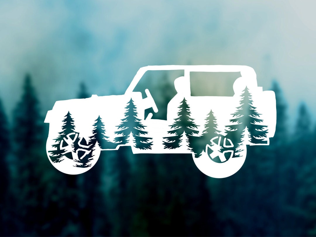 Off-road Vehicle With Trees Decal Car Decal, 4x4 Nature Sticker ...