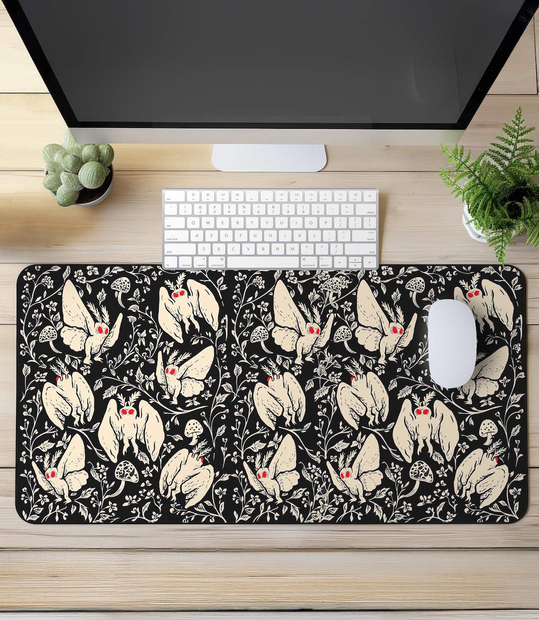 Mothman Desk Mat Gift for Cryptid Lover Gaming Mouse Pad Large Desk Mat ...
