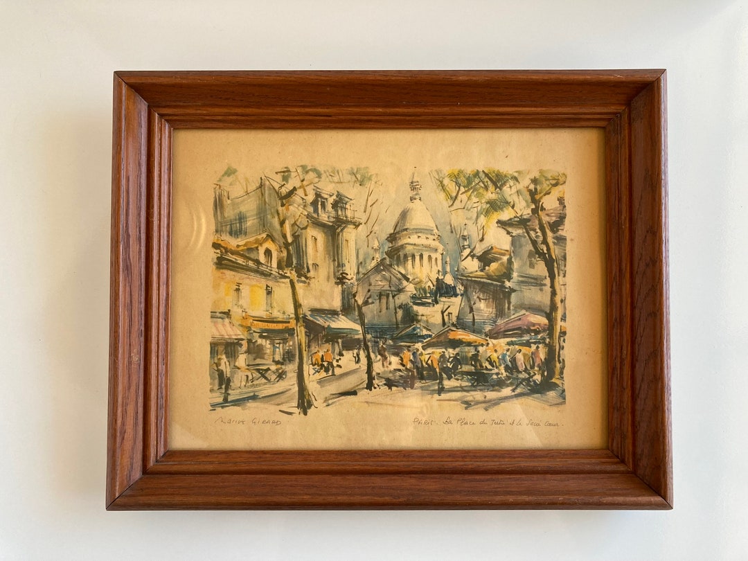 Vintage MCM Print | Marius Girard Paris Scene - Etsy