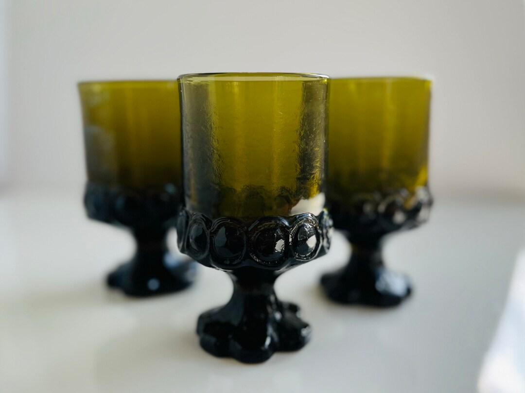 Tiffin Franciscan Madeira | Olive Green Drinking Glasses | Set of 3 - Etsy