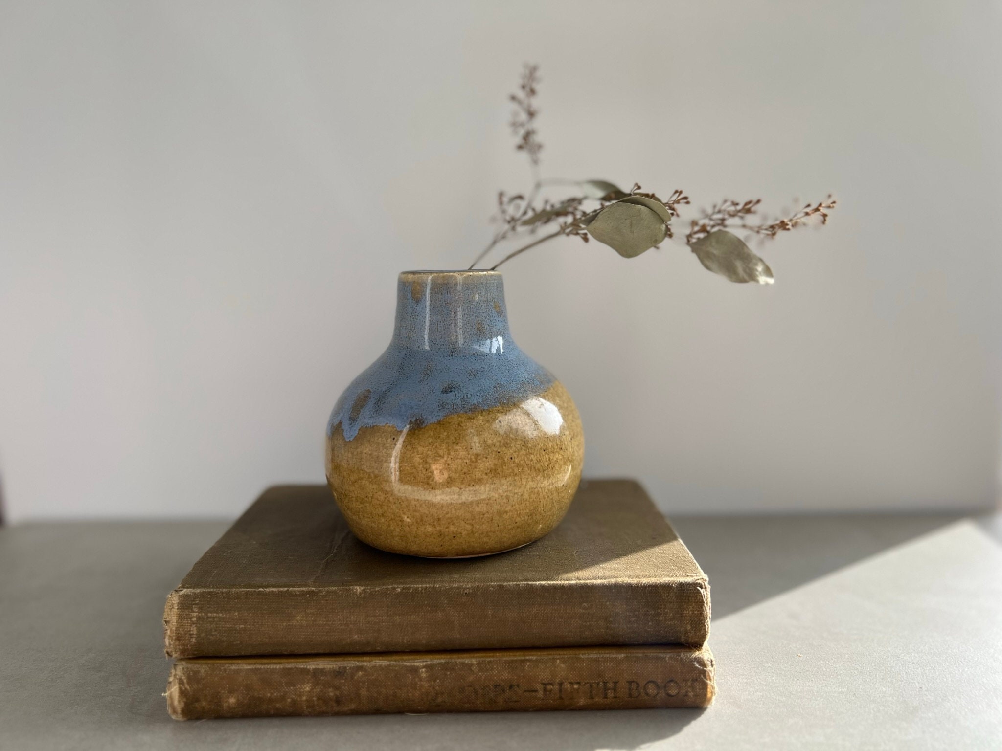 Two Tone Ceramic Vase | Vintage Pottery | Floral Container | Signed by ...