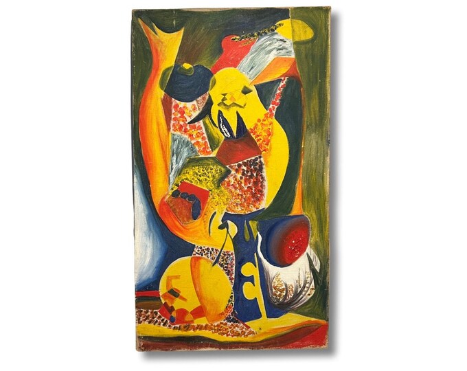 Funky Vintage Surrealist Art Abstract Acrylic on Canvas Urban Outsider ...