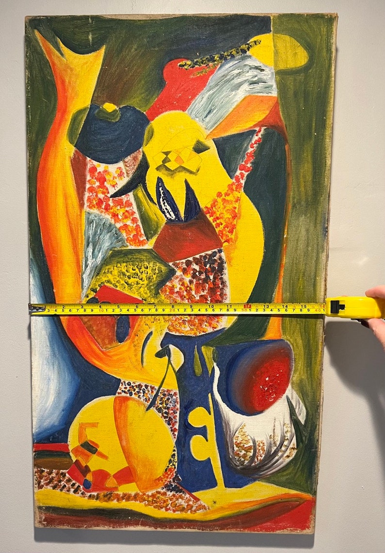 Funky Vintage Surrealist Art Abstract Acrylic on Canvas Urban Outsider ...