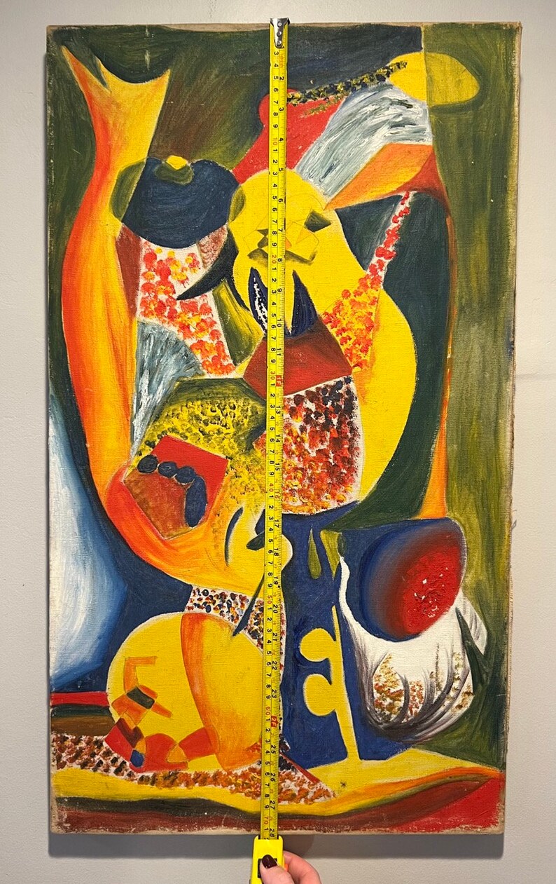 Funky Vintage Surrealist Art Abstract Acrylic on Canvas Urban Outsider ...