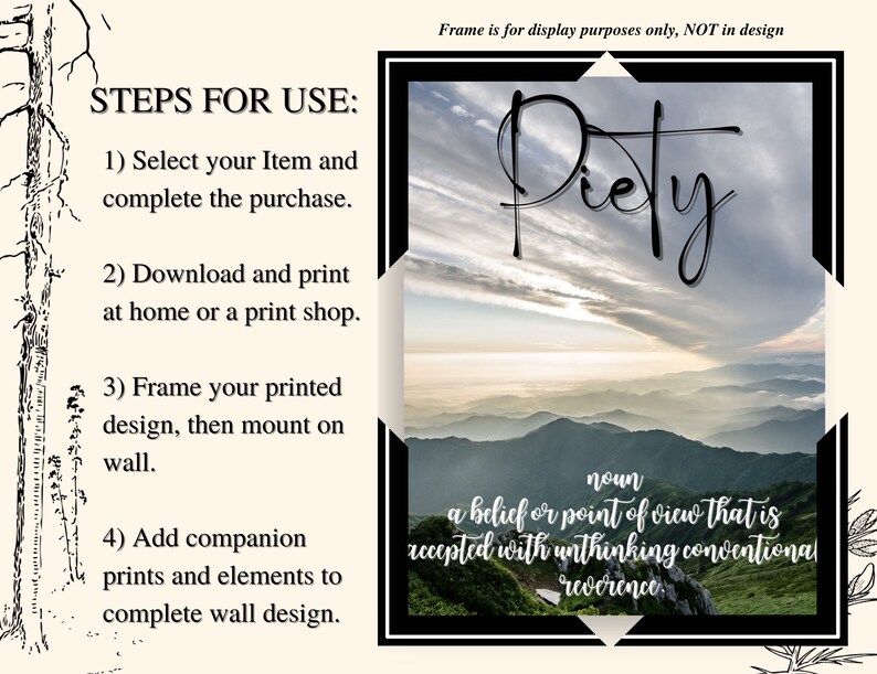 Religious Wall Decor Art- Word Piety and Modern Definition With ...