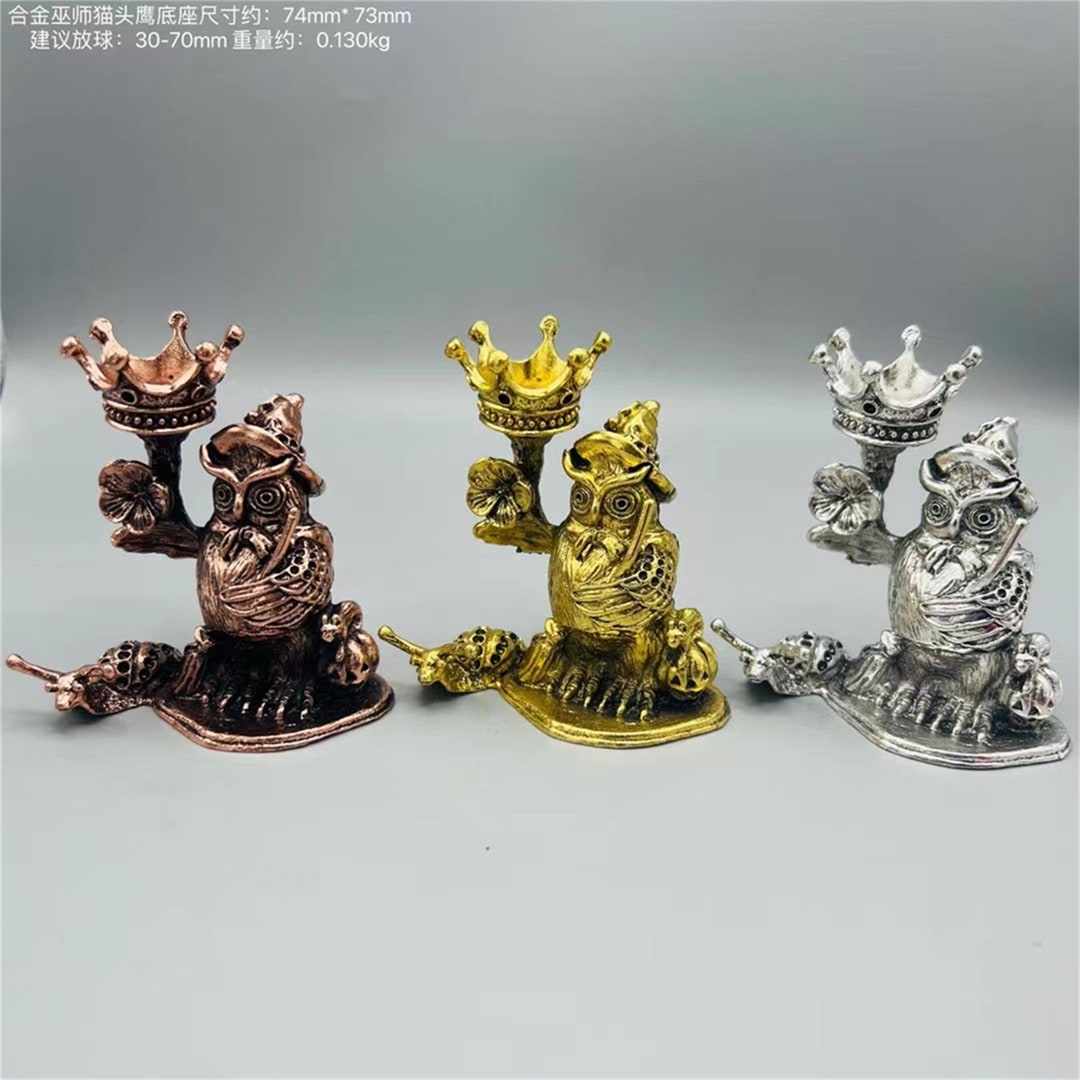 74*73mm Owls King Crowns Design Crystal Sphere Stand Crystal Ball Stand ...