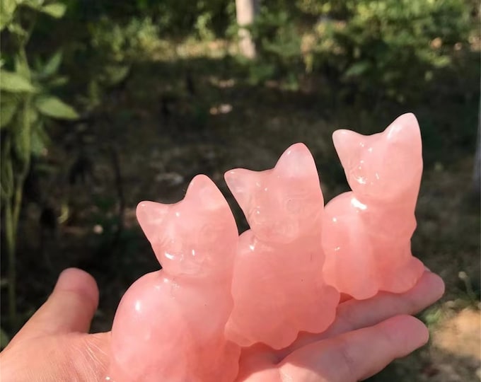 Mini Sitting Kitty, Gemstone, Cat Decor, Rose Quartz Crystal, Amethyst ...
